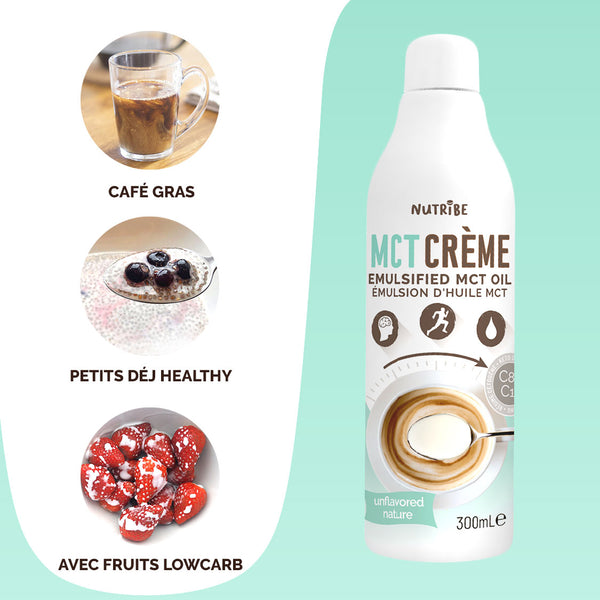 Nutribe MCT Crème - C8 C10 émulsifiée, 4 fois plus cétogénique - nutribe.fr